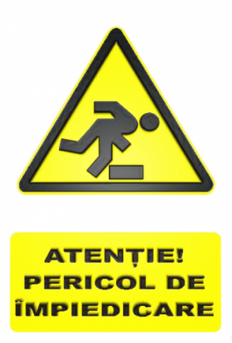 Sticker Atentie! Pericol de impiedicare | stickere.ro