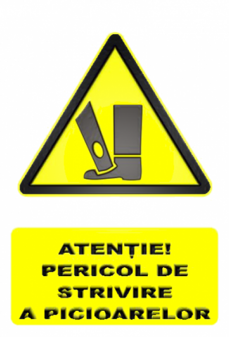 Sticker Atentie! Pericol de strivire a picioarelor | stickere.ro