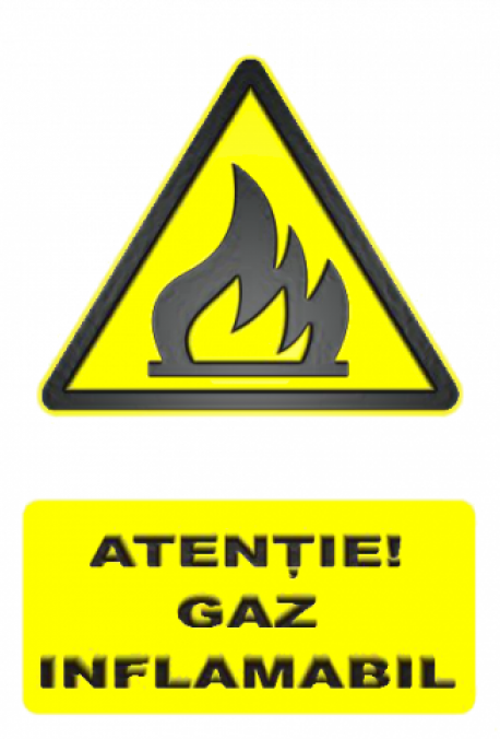 Sticker Atentie! Gaz inflamabil | stickere.ro