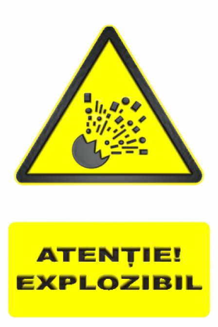 Sticker Atentie! Explozibil | stickere.ro