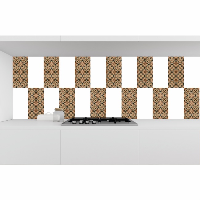 Sticker autocolant faianta model floare contur negru 1:2 | stickere.ro