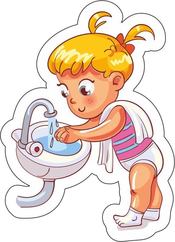 Sticker autocolant Fetita care se spala pe maini | stickere.ro