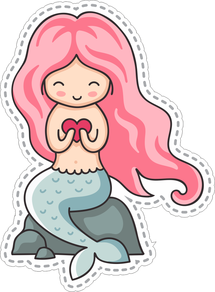 Sticker autocolant Sirena cu par roz | stickere.ro