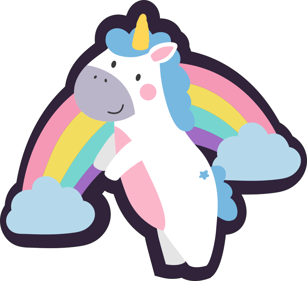 Sticker autocolant Unicorn si curcubeu | stickere.ro
